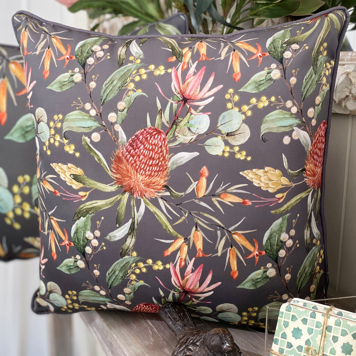 Outdoor Cushion / Native Australian Flora (Centre Waratah) – Cherished ...
